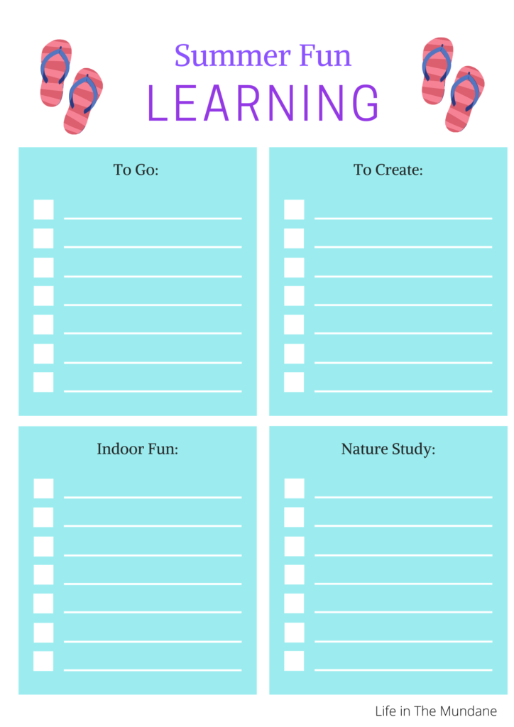 Summer Fun Learning – Life in The Mundane