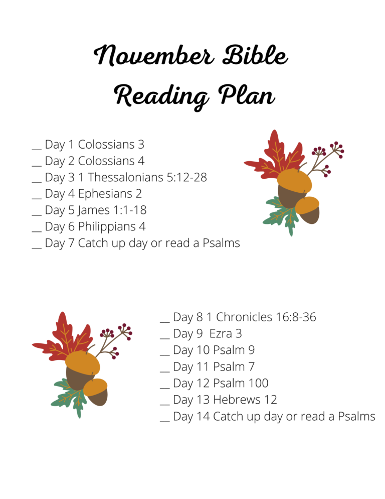 November Bible Reading Plan – Life in The Mundane